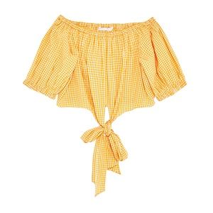 Zara | Tops | Zara Yellow Gingham Crop Top Brand New With Tag | Poshmark